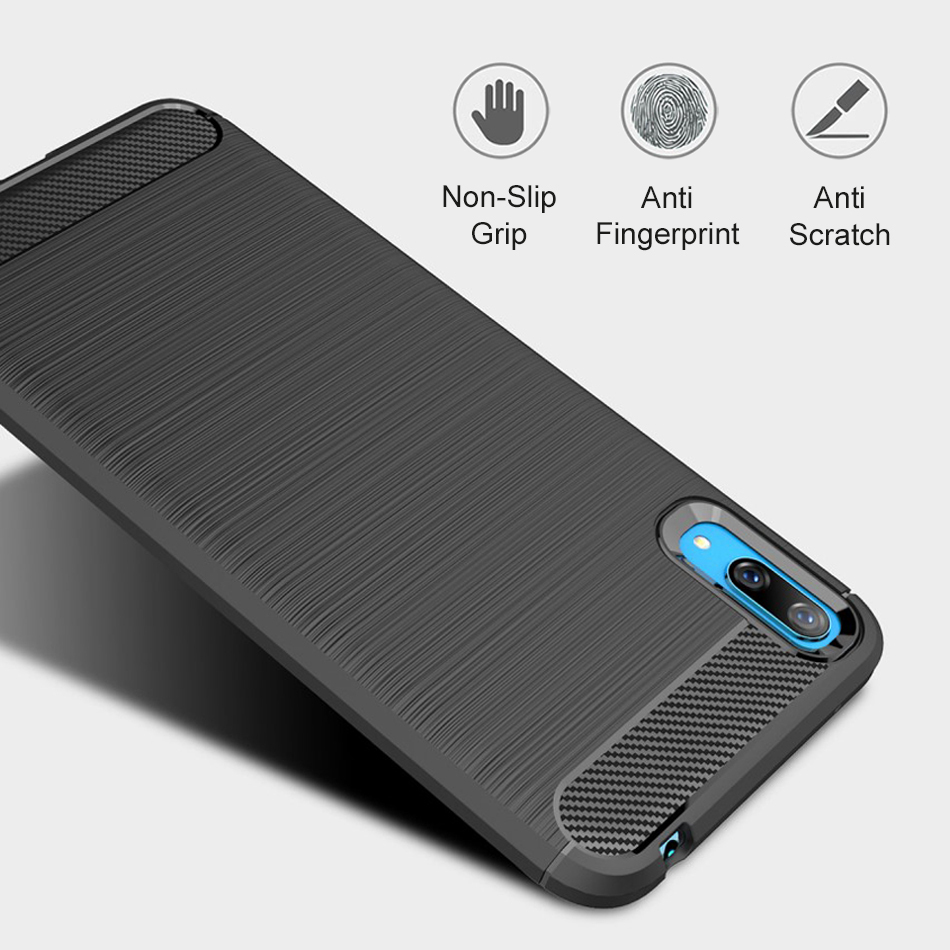 Flexi Slim Carbon Fibre Case for Huawei Y7 Pro (2019) (Black)